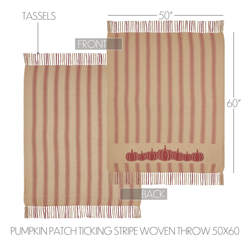 Harvest Blessings Pumpkin Patch Ticking Stripe Woven Throw 50×60 ...