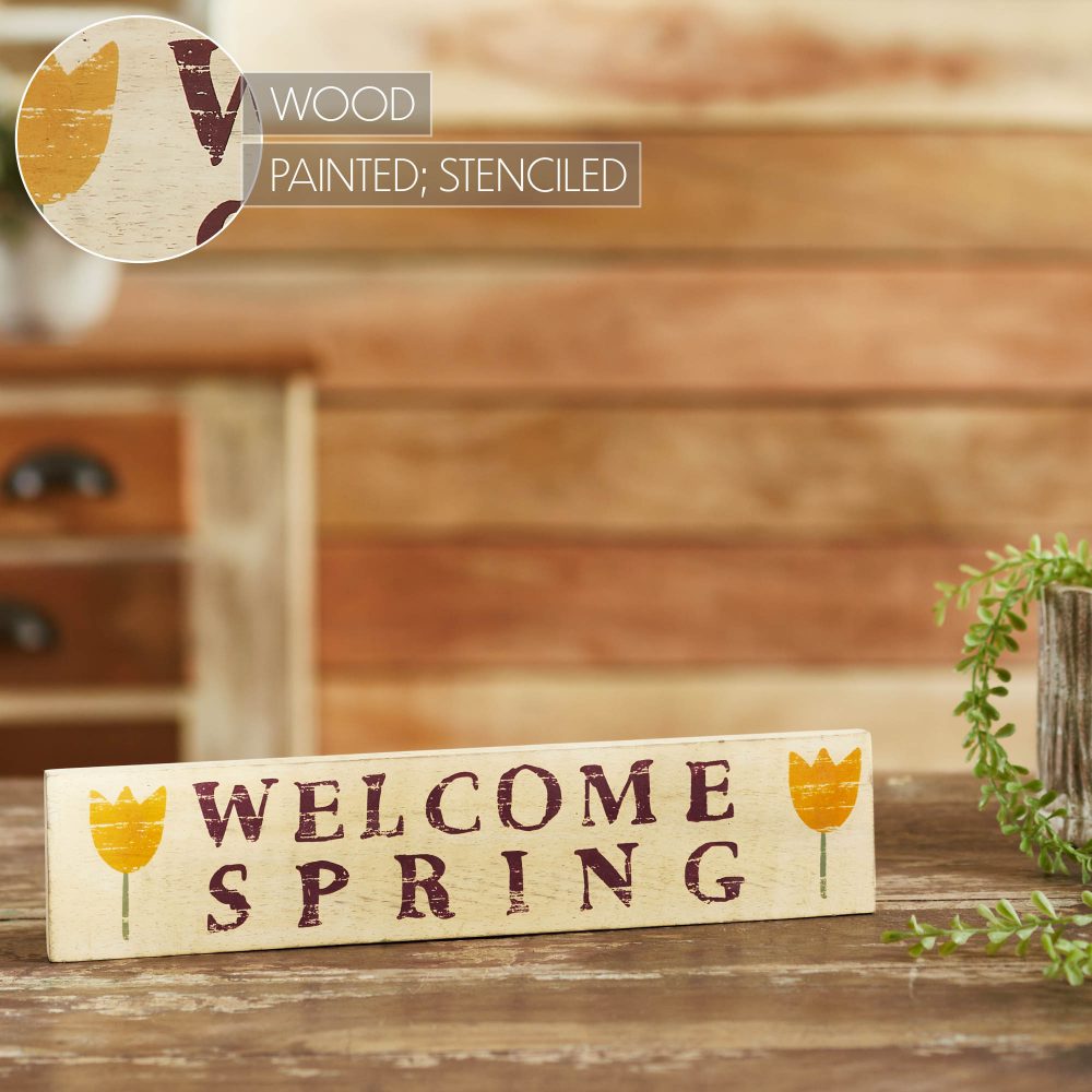 Welcome Spring Wooden Sign 3×14 – eBedding4You