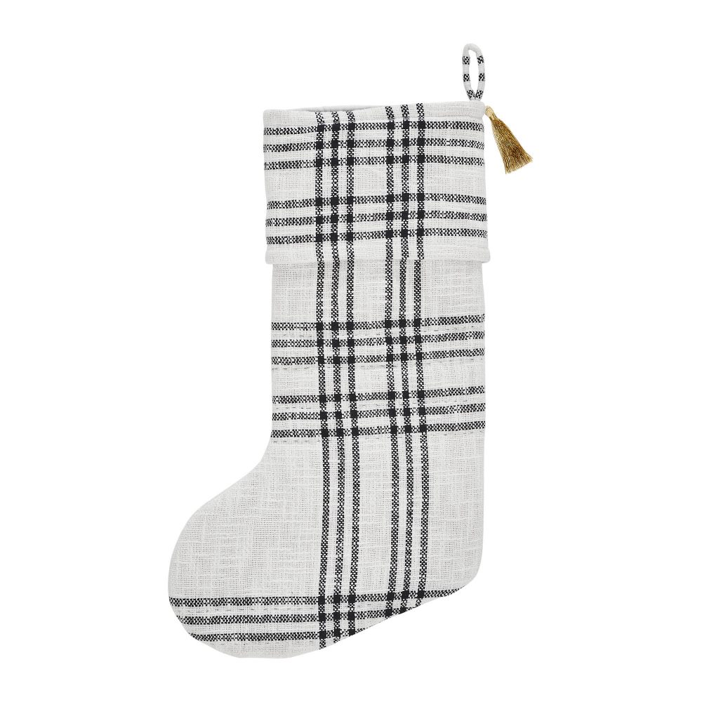Wintergleam Black White Plaid Stocking 12×20 – eBedding4You
