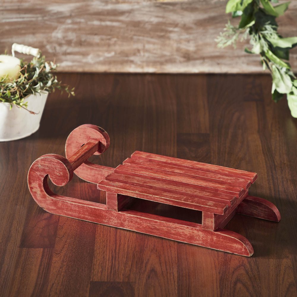 Red Sled Wooden Figurine 16x6x2.75 – eBedding4You