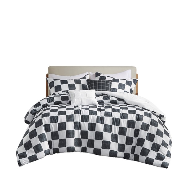 Intelligent Design Miley Checkered Comforter Set in Black/White, Full ...