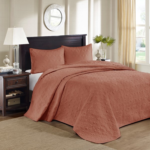 Madison Park Quebec Reversible Bedspread Set in Clay Red, Queen MP13 ...