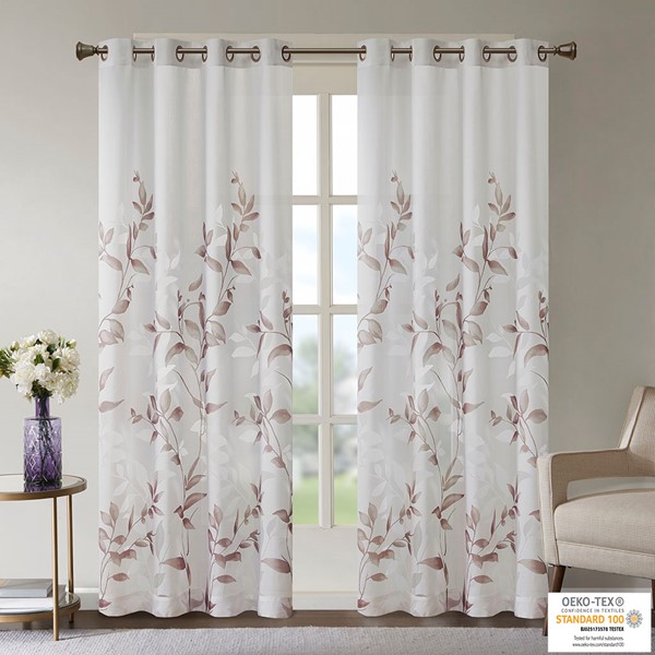 Madison Park Cecily Burnout Printed Window Curtain Panel in Mauve, 50× ...