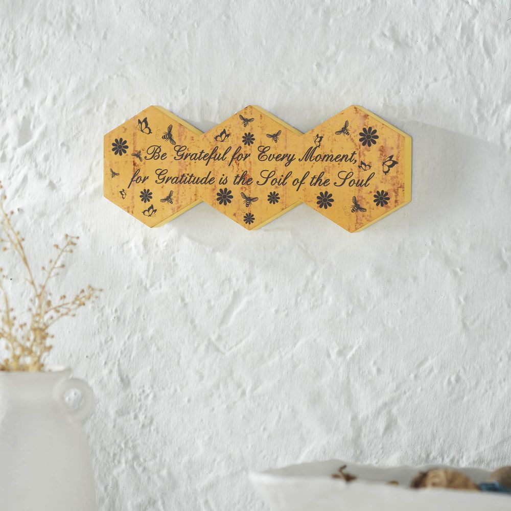 Buzzy Bees Be Grateful for Every Moment Hexagons MDF Wall Sign 5.8x15x1 ...