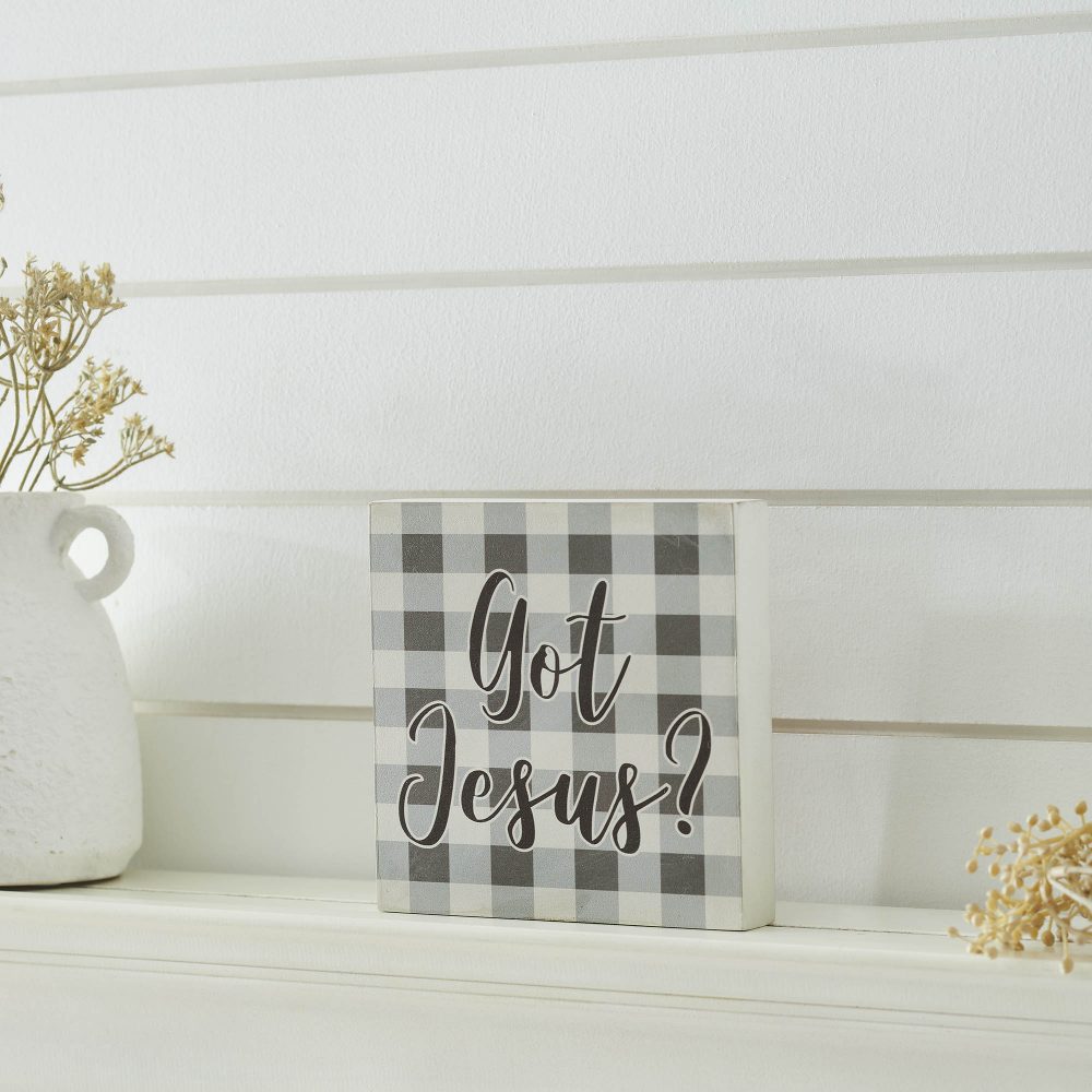 Celebrate Grace Got Jesus Grey Check MDF Block Sign 6x6x1 – eBedding4You
