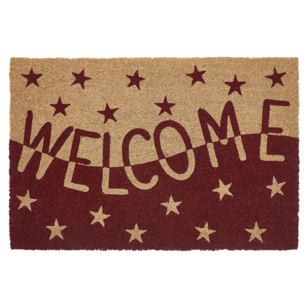 Burgundy Tan Stars Coir Welcome Rug Rect 20×30 – eBedding4You